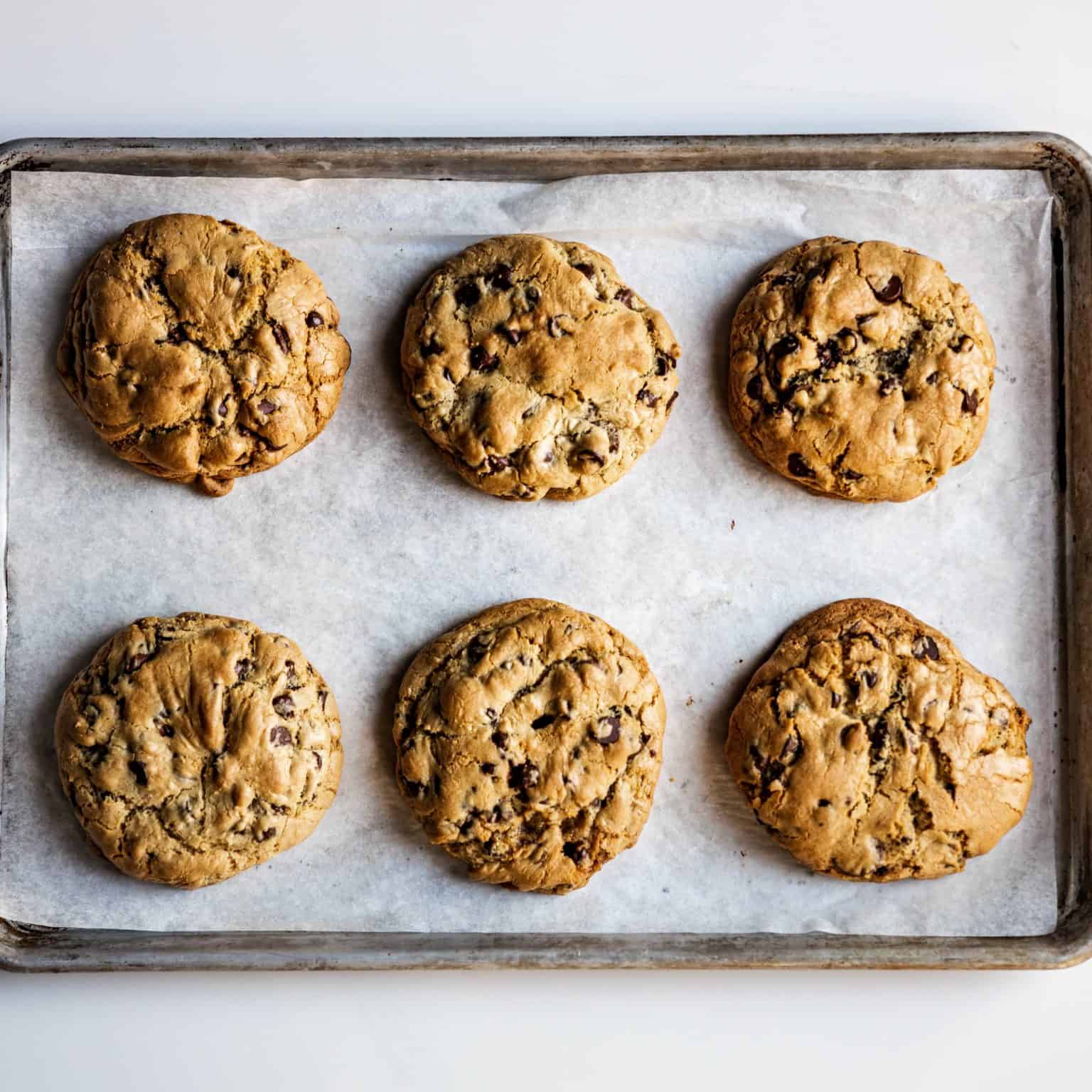 Huge, soft, gooey chocolate chip cookies!