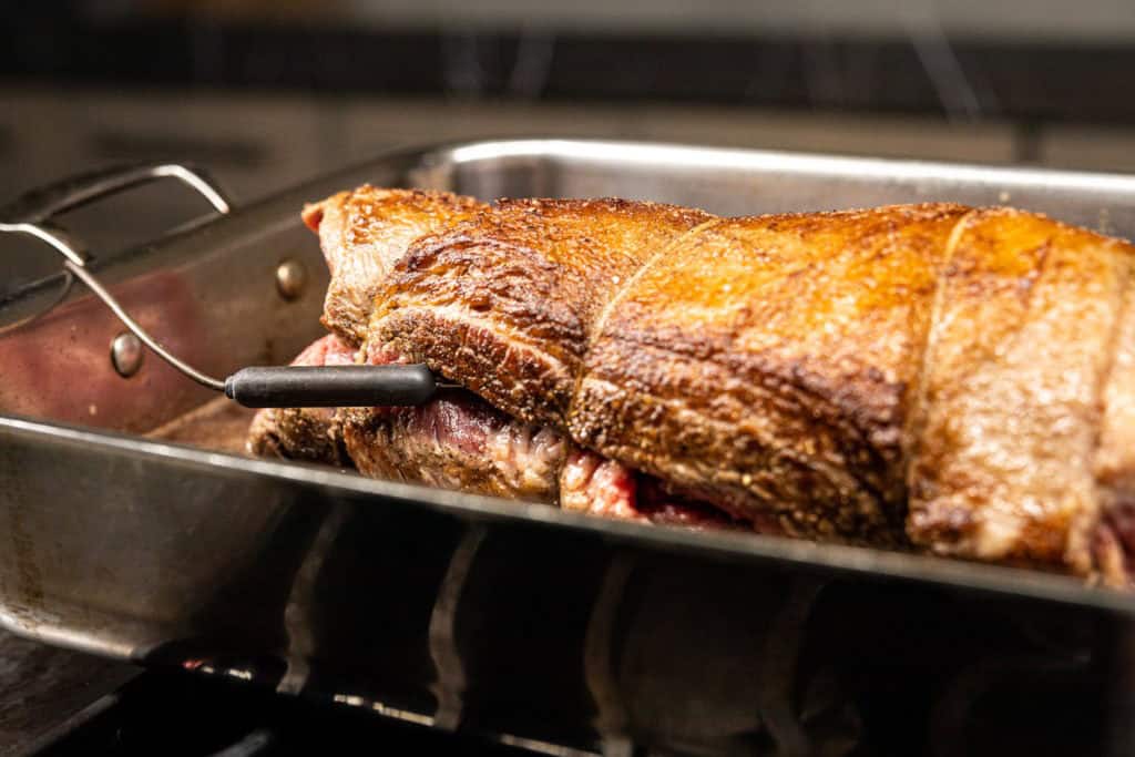 Rolled brisket recipe: temping a joint of beef