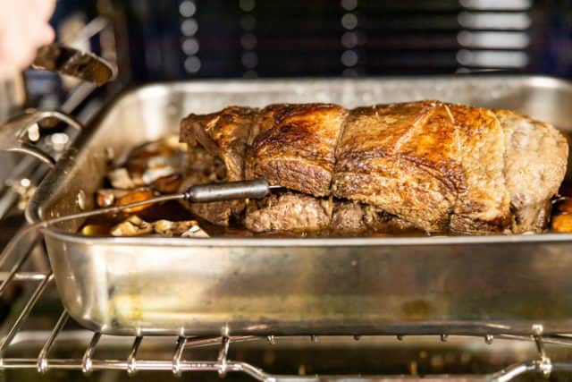Rolled brisket recipe: temping a joint of beef